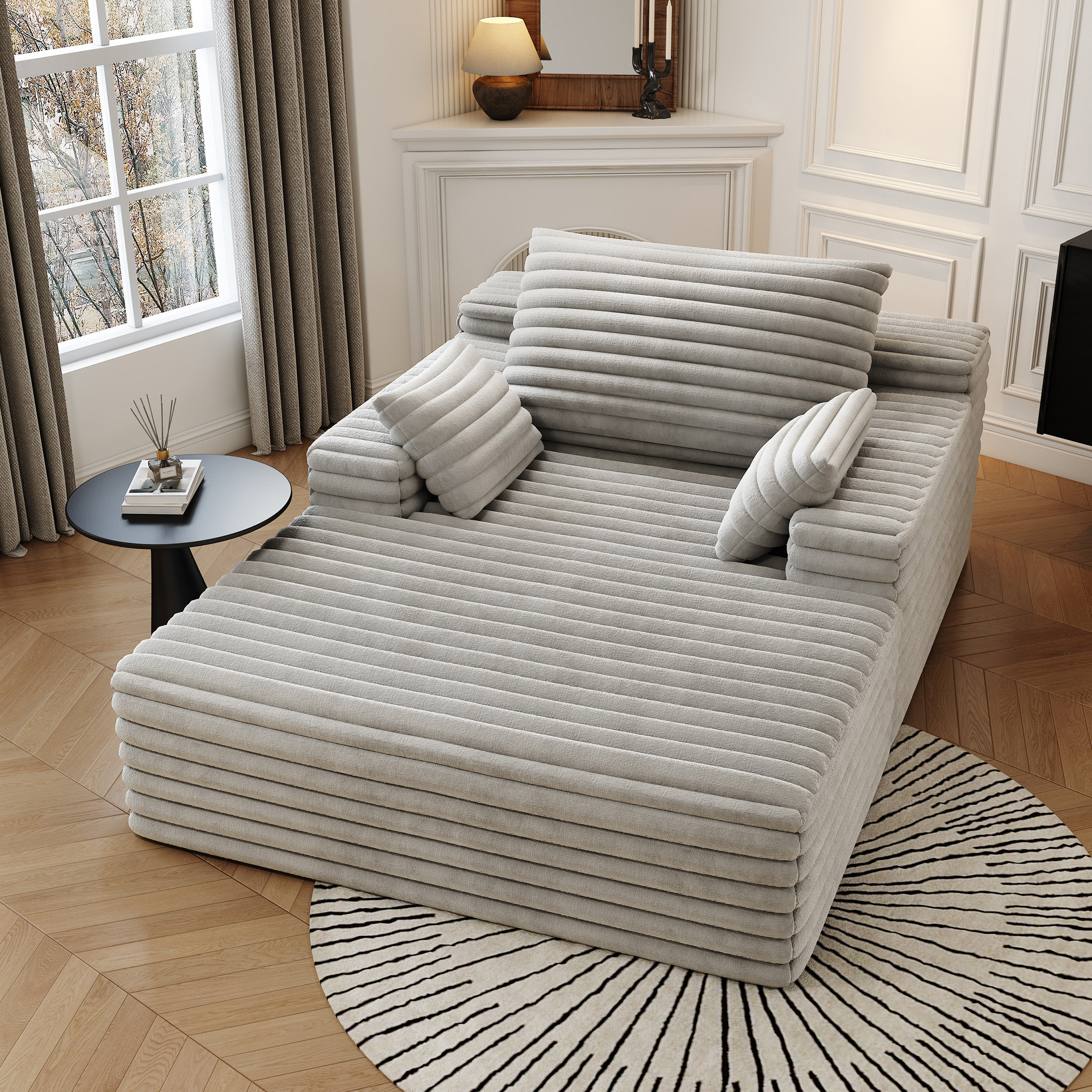 Mercer41 Oversized Chaise Lounge Chair Indoor,51"W Upholstered Sofa Bed,No Assembly Required ...